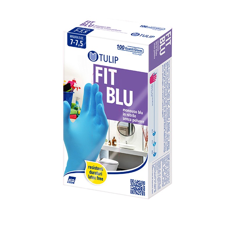 GUANTI NITRILE BLU 100PZ M